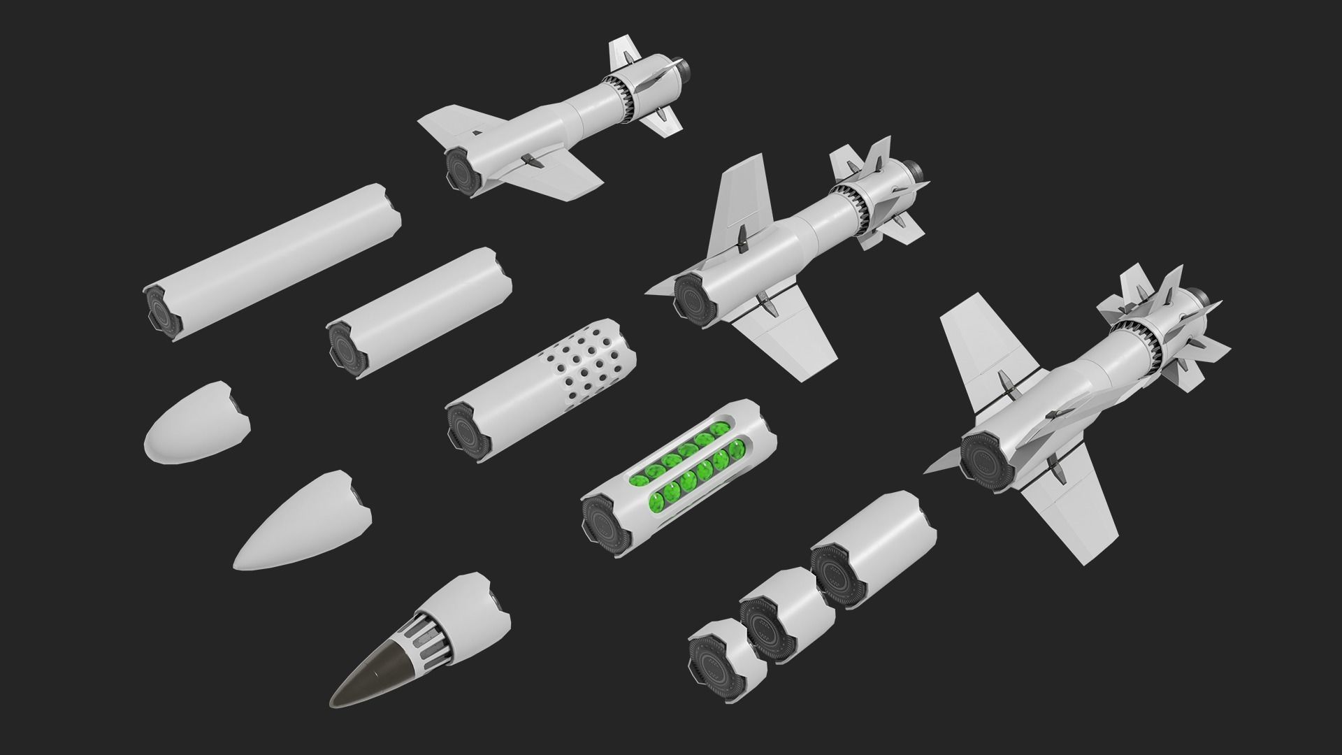 3D model Sci Fi Missile Shark series Kit VR / AR / low-poly | CGTrader