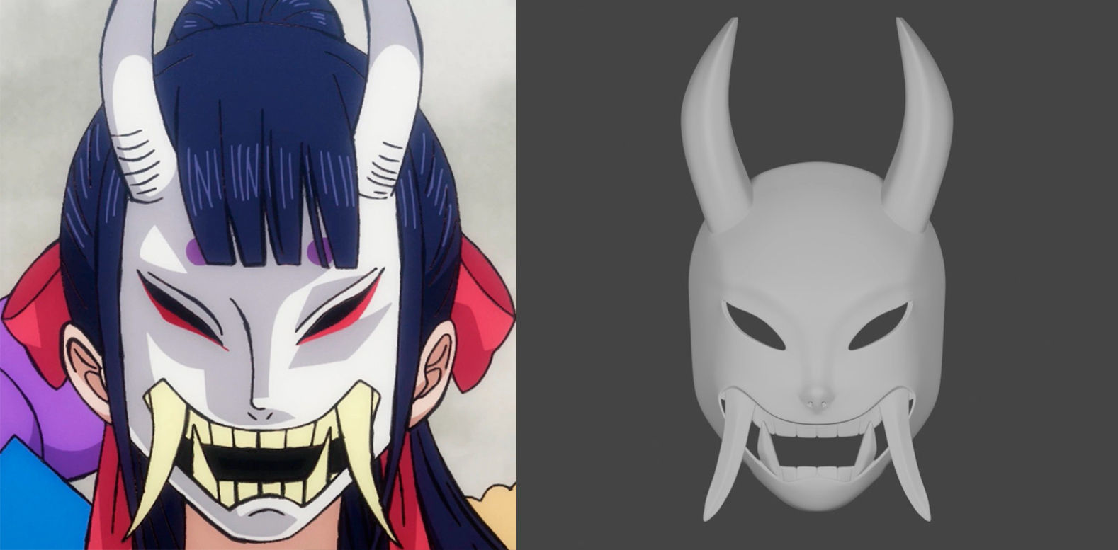 3D model O-Kiku Kikunojo mask One Piece VR / AR / low-poly | CGTrader