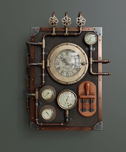 Steampunk wall clock 088 3D model | CGTrader