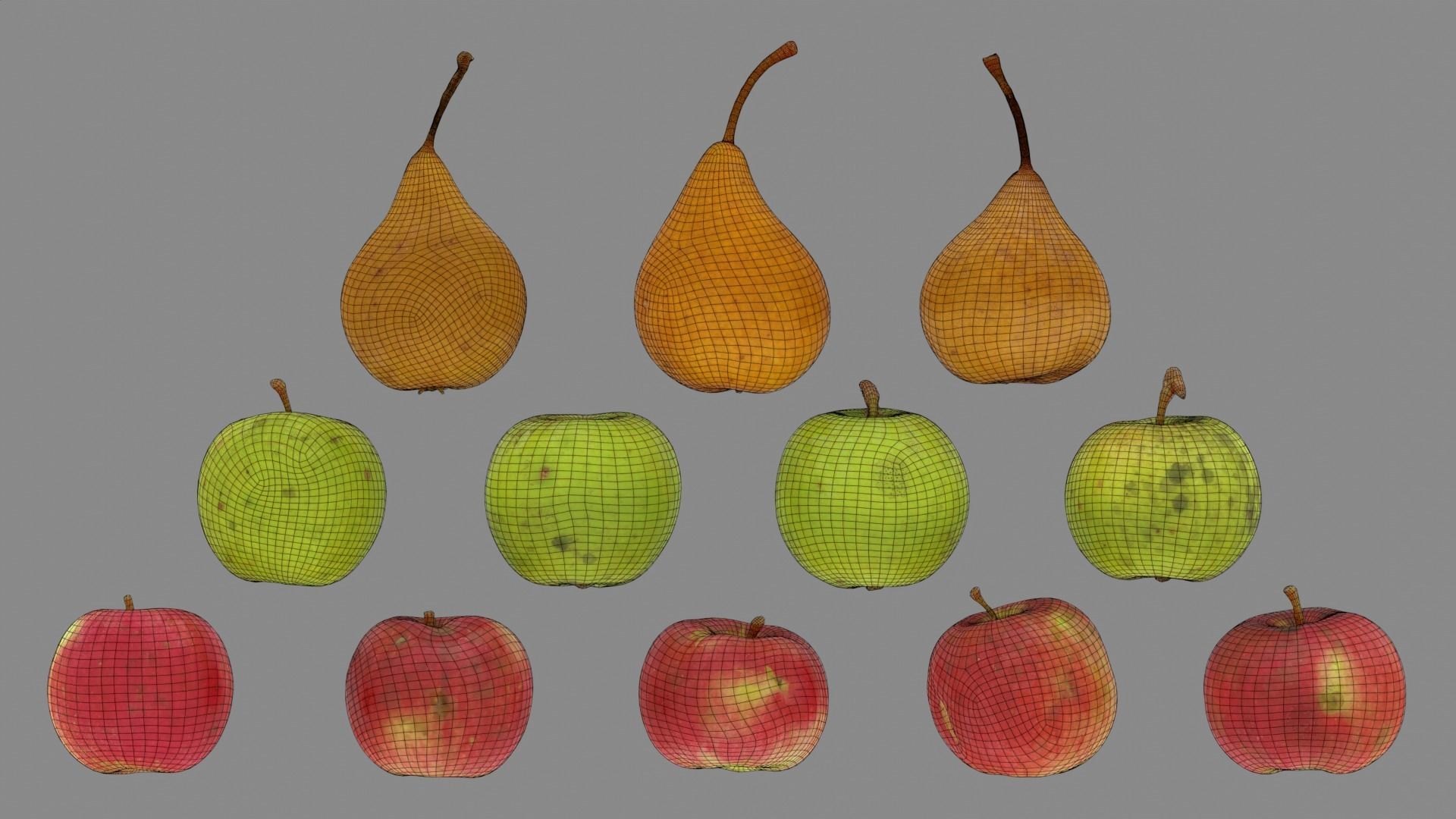 3D model Apples and Pears 12 Pack - 3D Scan - Natural Orchard Handpicked VR / AR / low-poly ...