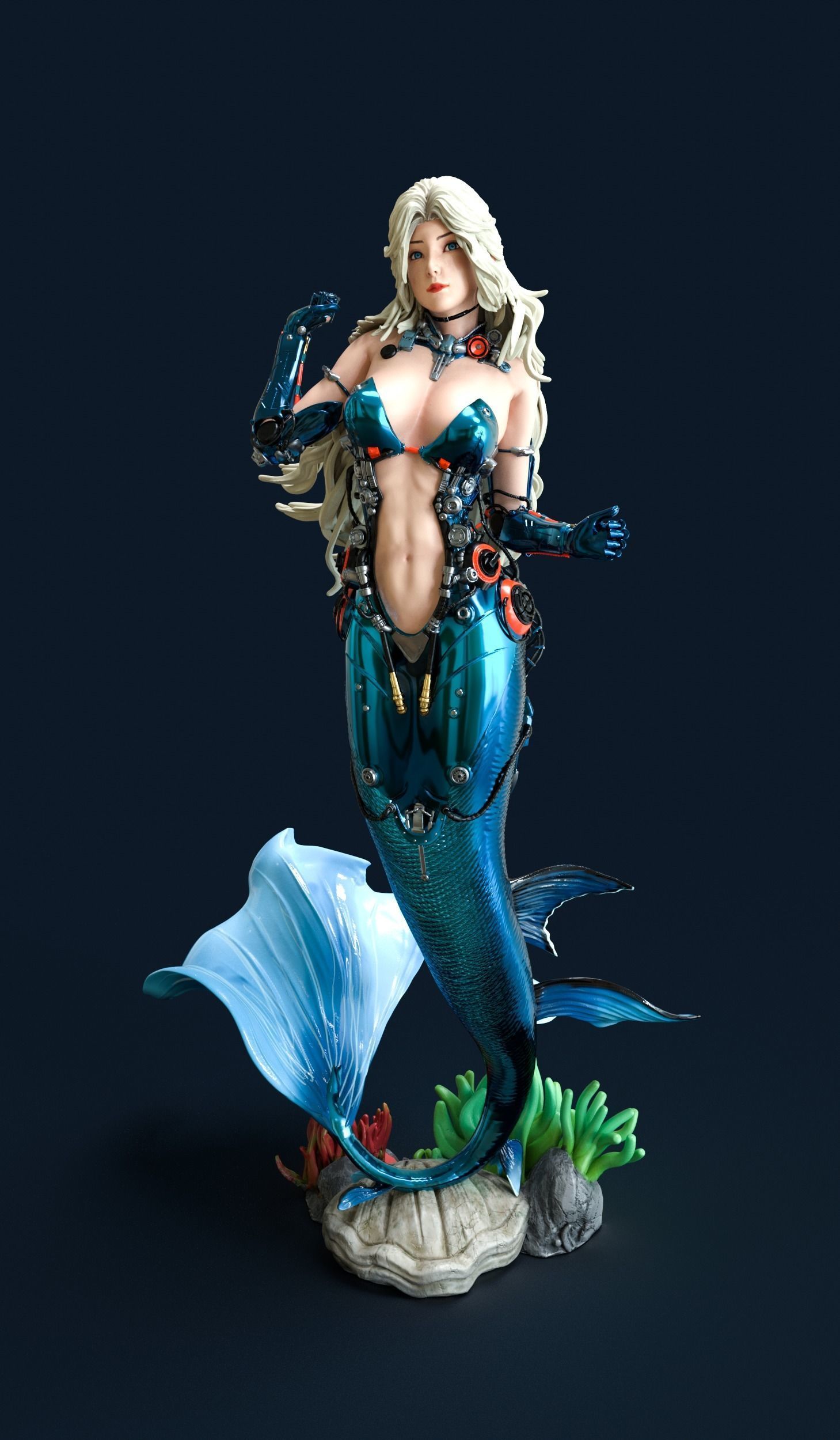 Sci-FI Mermaid - 3D print ready 3D model 3D printable | CGTrader