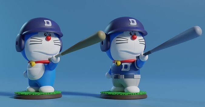 Doraemon BaseBall Fanart with two versions 3D model 3D printable | CGTrader