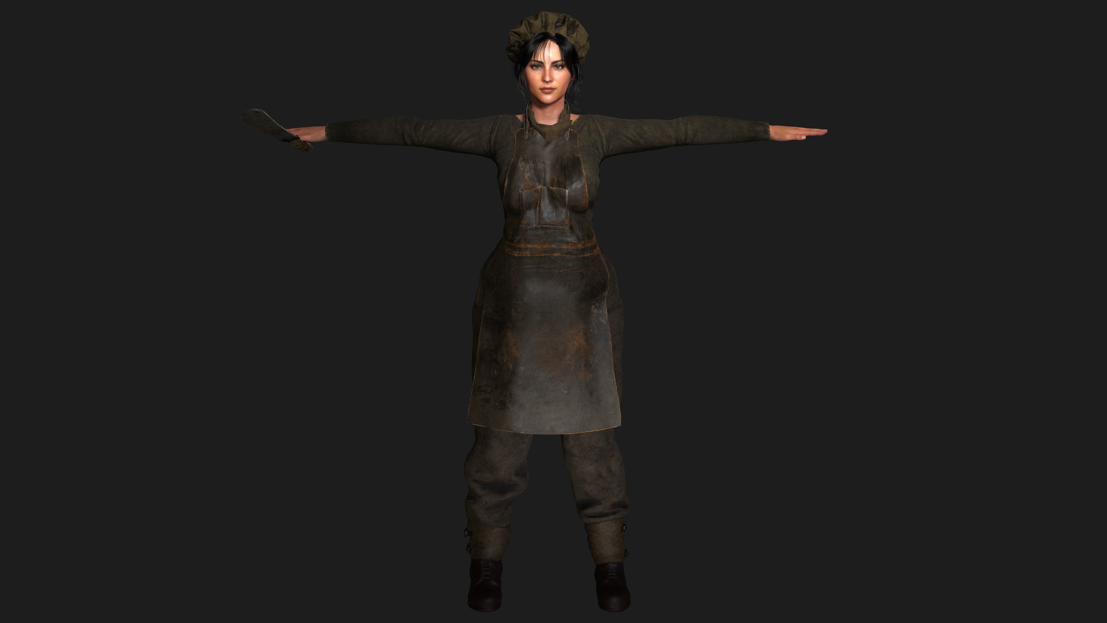 3D model AAA 3D FANTASY MEDIEVAL CHARACTER-YOUNG MEAT BUTCHER GIRL 02 ...