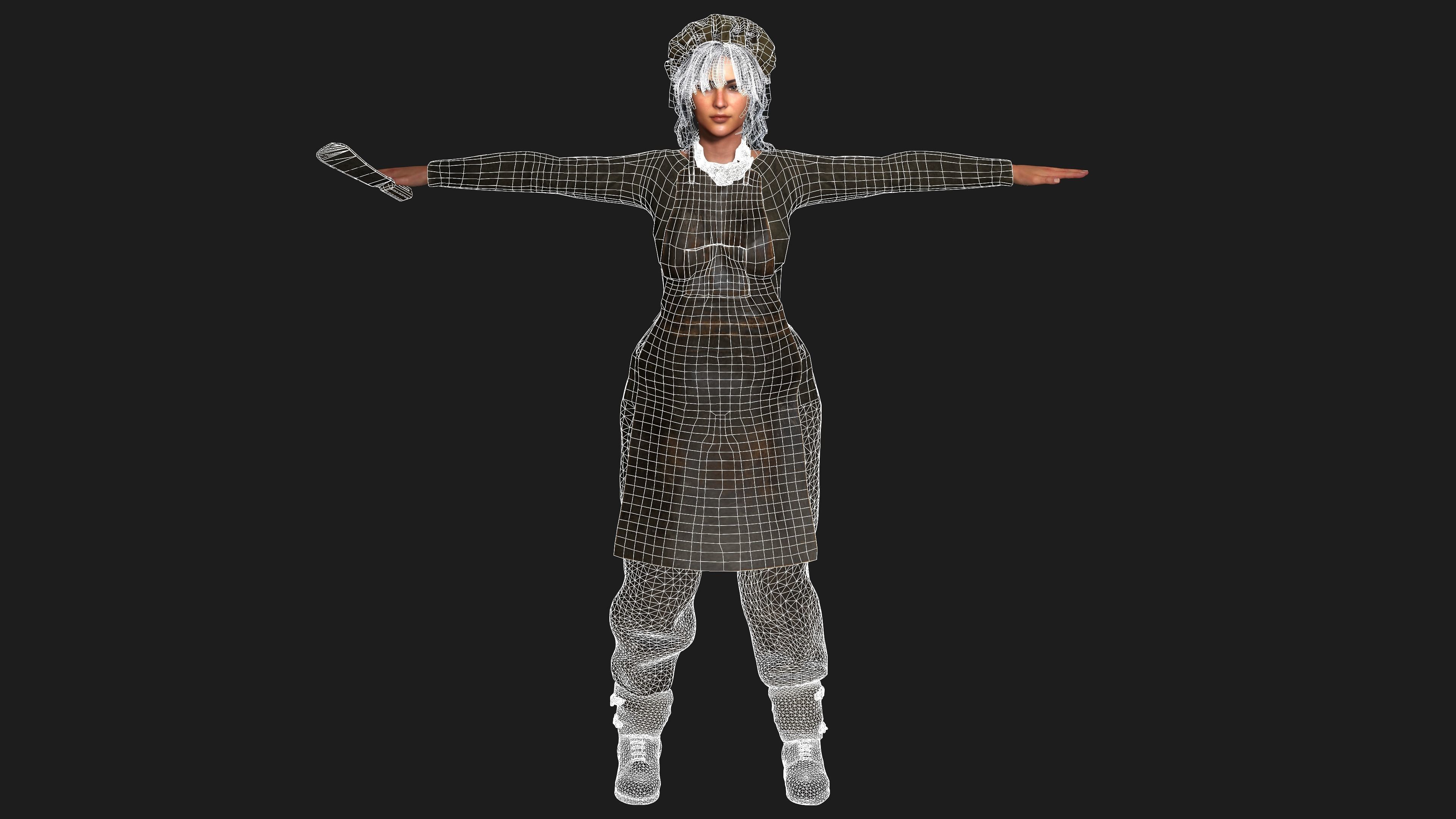 3D model AAA 3D FANTASY MEDIEVAL CHARACTER-YOUNG MEAT BUTCHER GIRL 02 ...