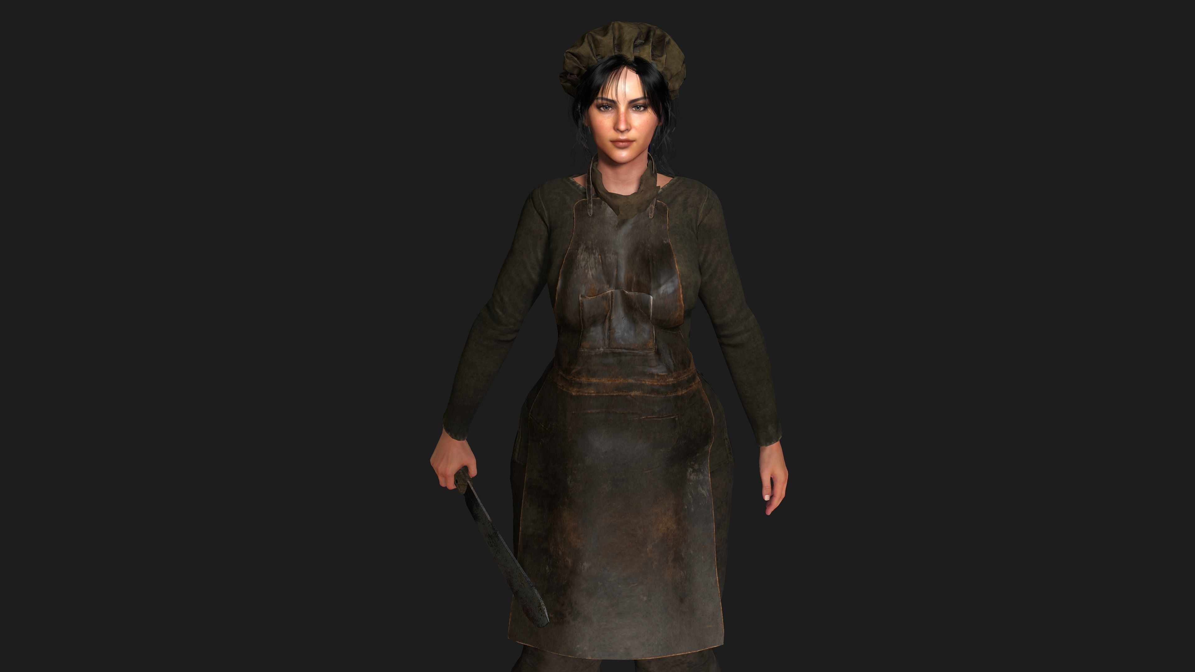 3D model AAA 3D FANTASY MEDIEVAL CHARACTER-YOUNG MEAT BUTCHER GIRL 02 ...