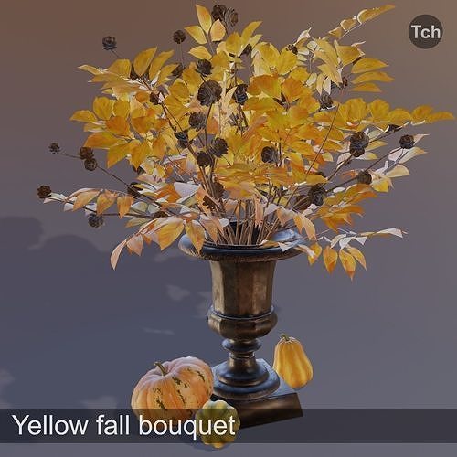 3D model Yellow fall bouquet VR / AR / low-poly | CGTrader