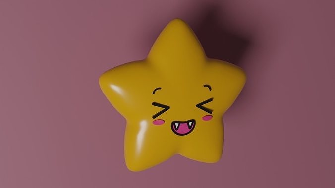 Cute star happy face 3d model 3D model | CGTrader