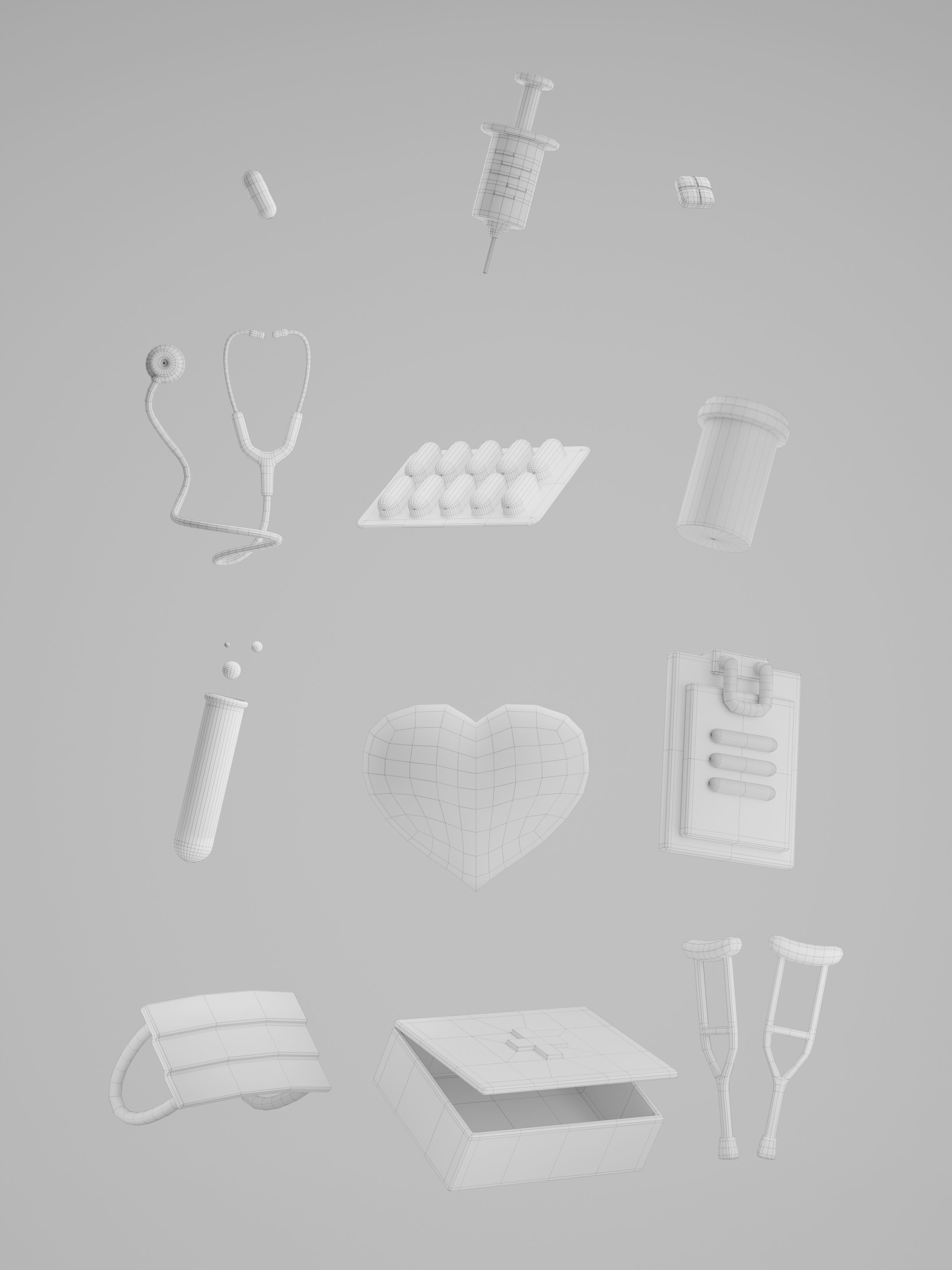 3D model Medicine icons 12 pcs pack VR / AR / low-poly | CGTrader