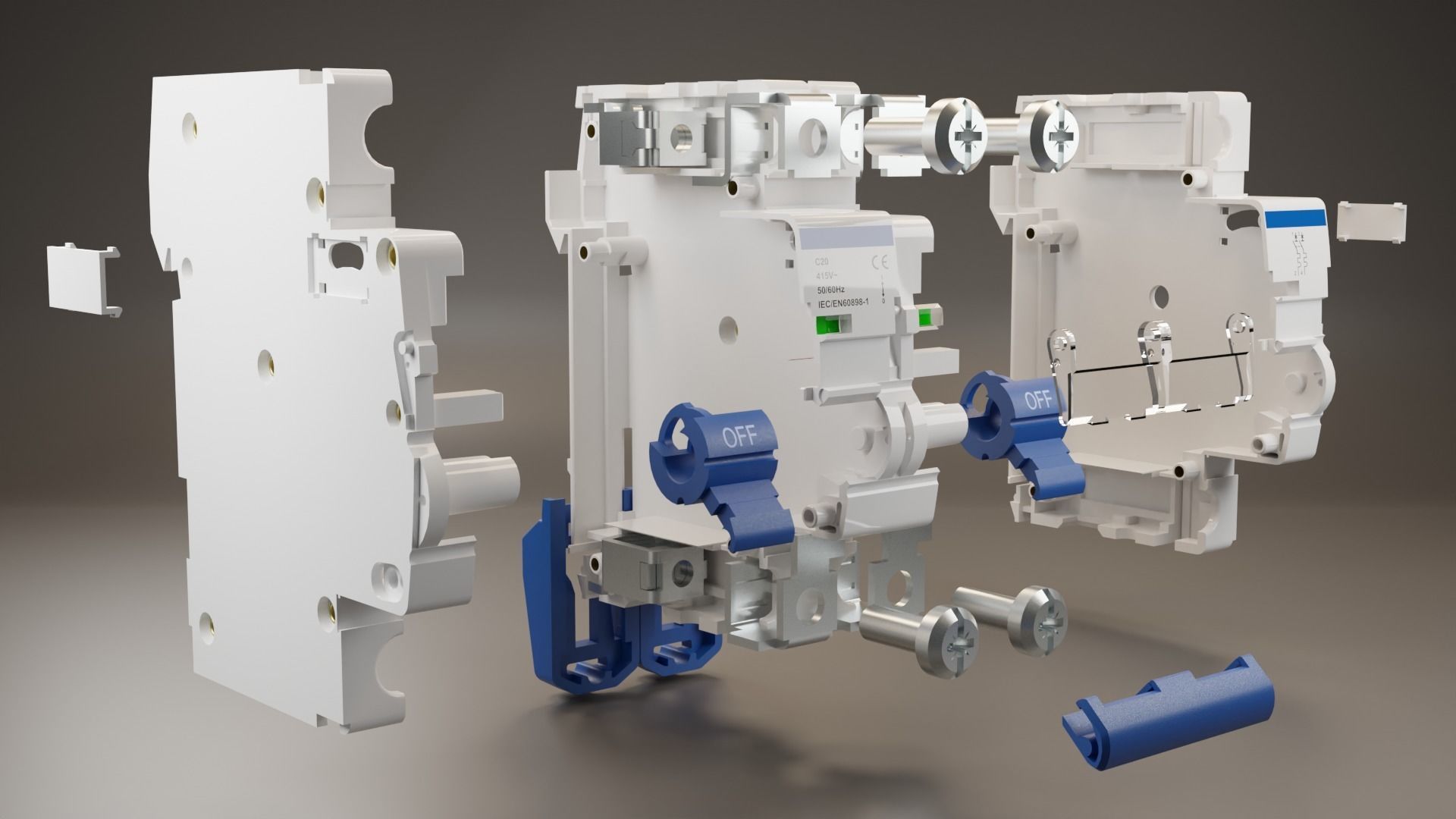 Electrical part 2pole Miniature Circuit Breaker 3D model | CGTrader