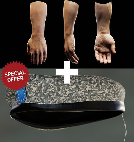 3D model Military Kit Hand and Beret VR / AR / low-poly | CGTrader