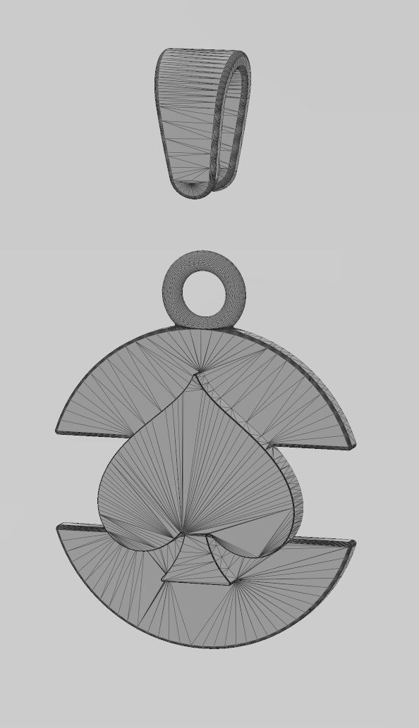 Ace of spades playing card split round pendant with bail 3D model 3D ...
