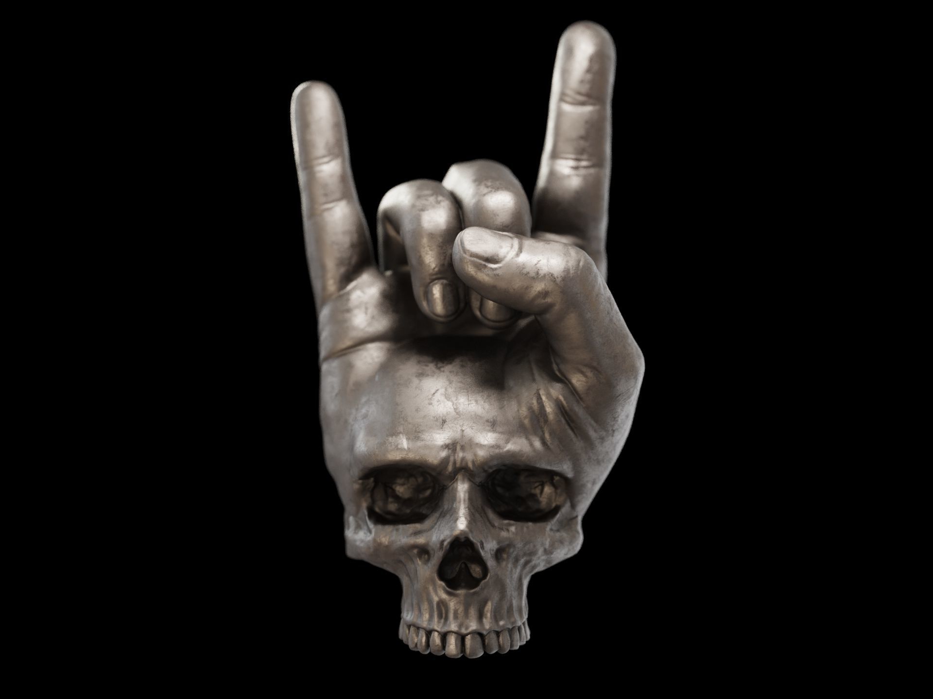 Rock on Skull Pendant - the devil horns -corna 3D model 3D printable ...