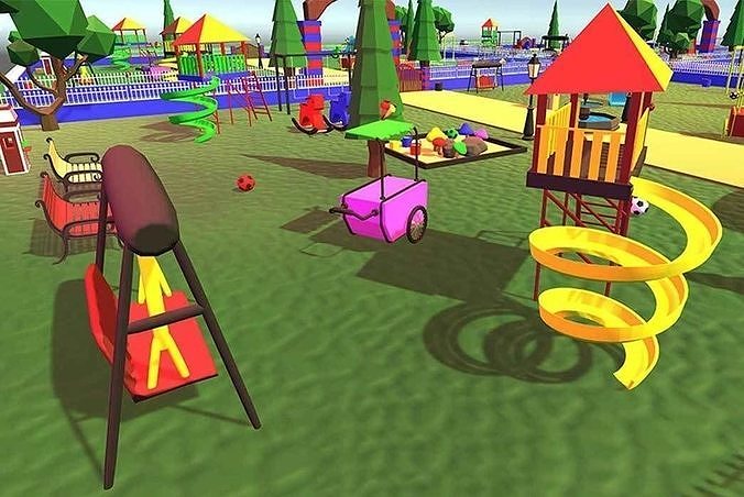 Cartoonish Amusement Park - Environment 3D model | CGTrader