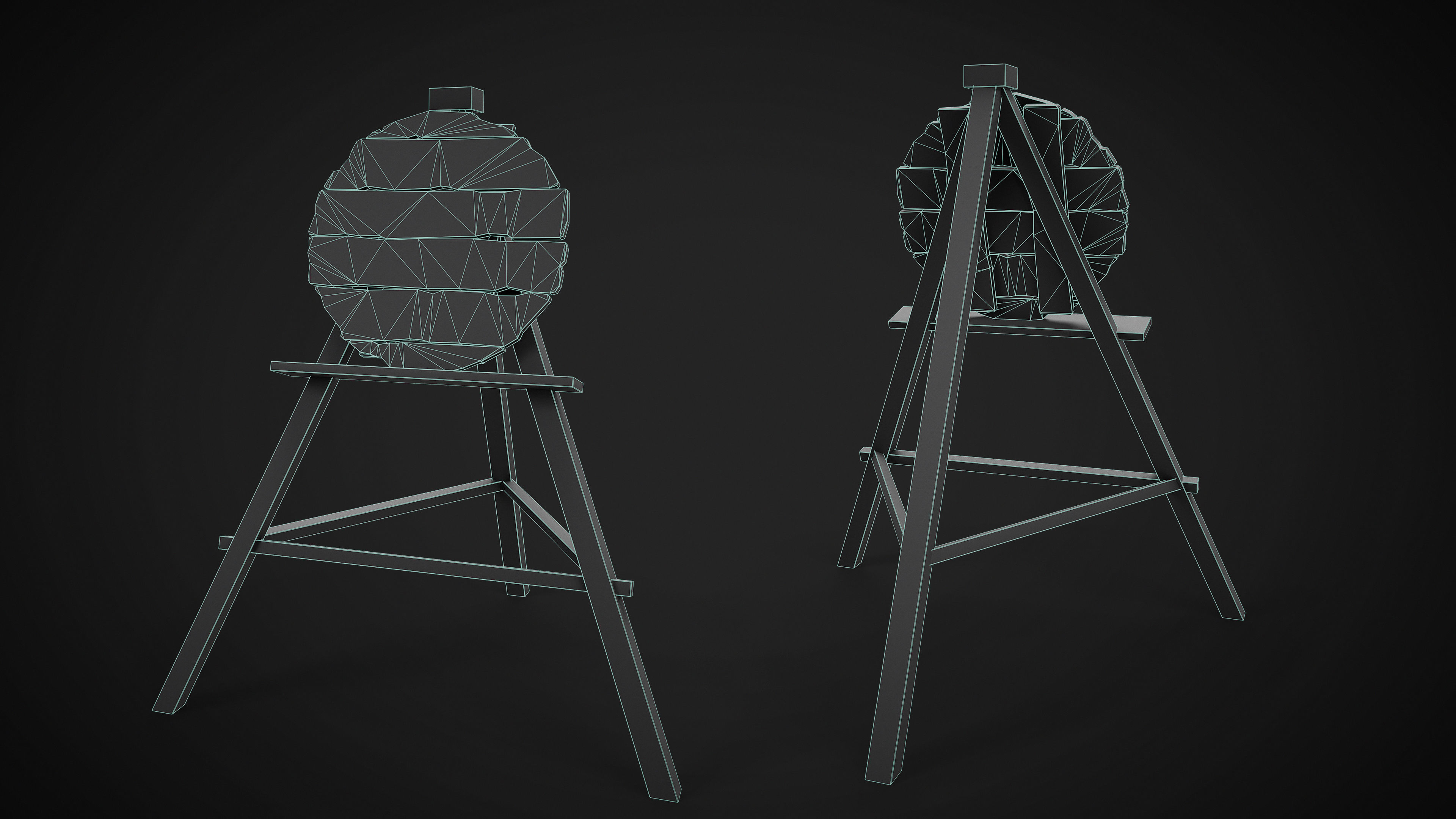 3D model Set of 3 Medieval Training Wooden Targets VR / AR / low-poly ...
