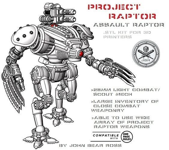 Project Raptor-Assault Raptor in 28mm 3D model 3D printable | CGTrader