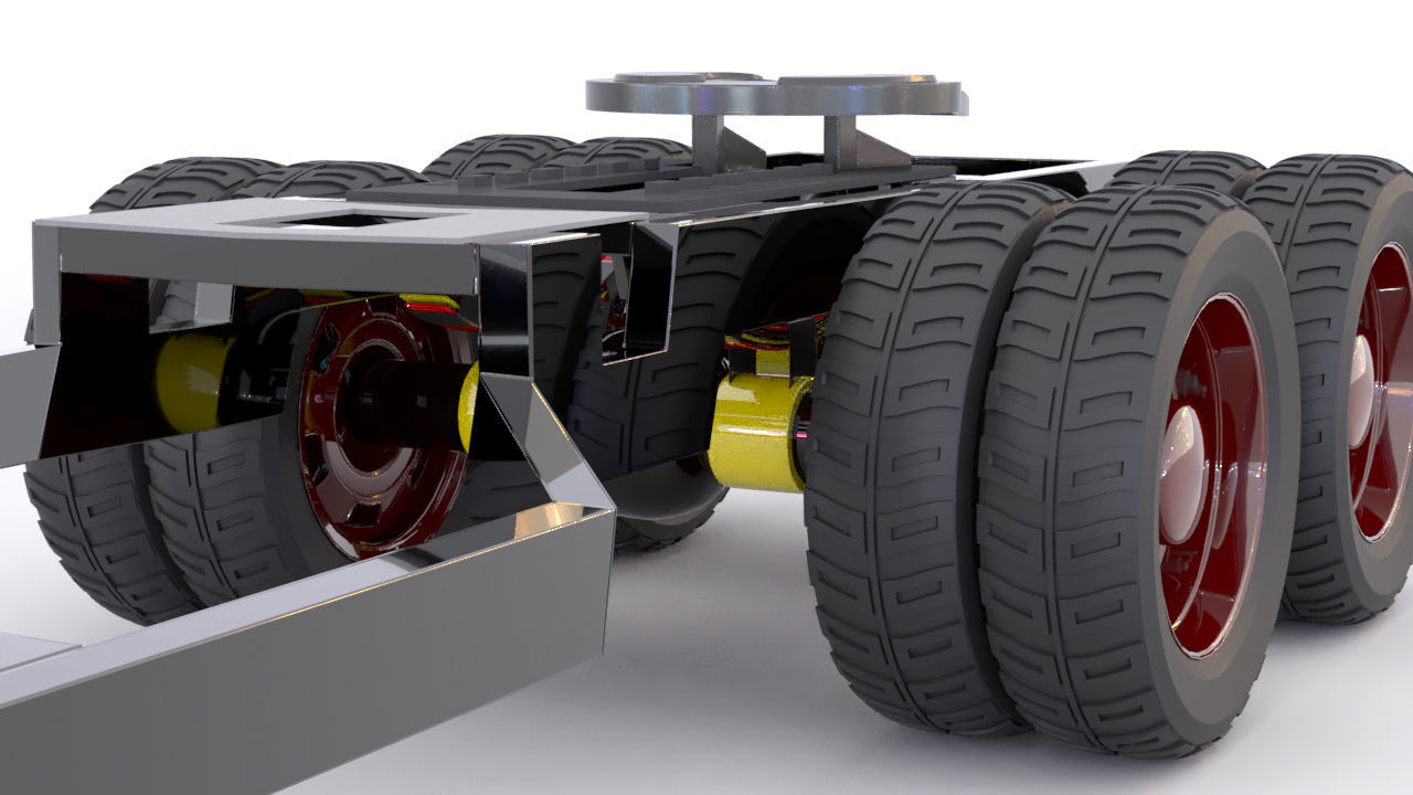 3D model Simple Truck chassis Frame with Springs and wheels Heavy Duty ...