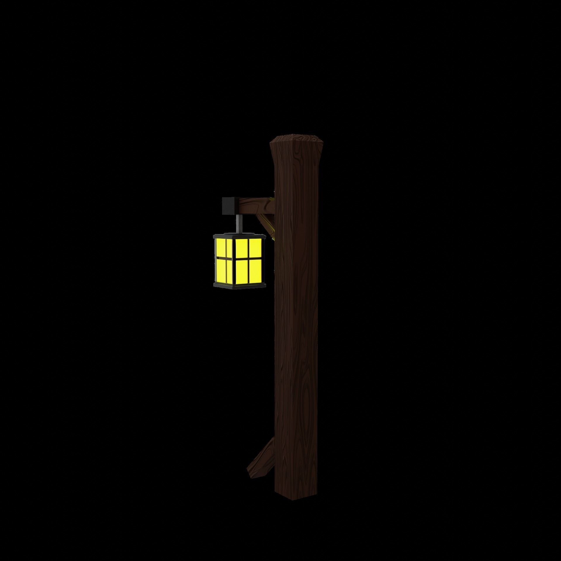 3D model Handcrafted Wooden Post and Lantern VR / AR / low-poly | CGTrader