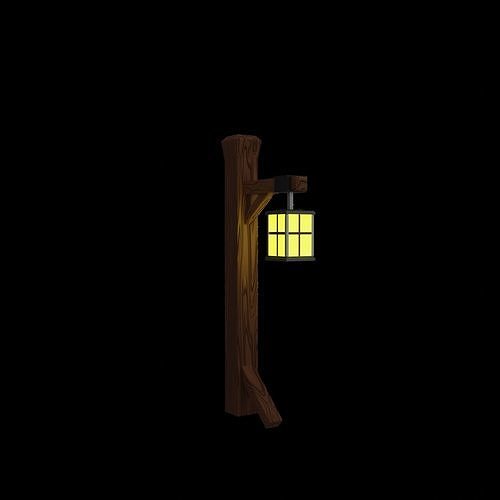 3D model Handcrafted Wooden Post and Lantern VR / AR / low-poly | CGTrader