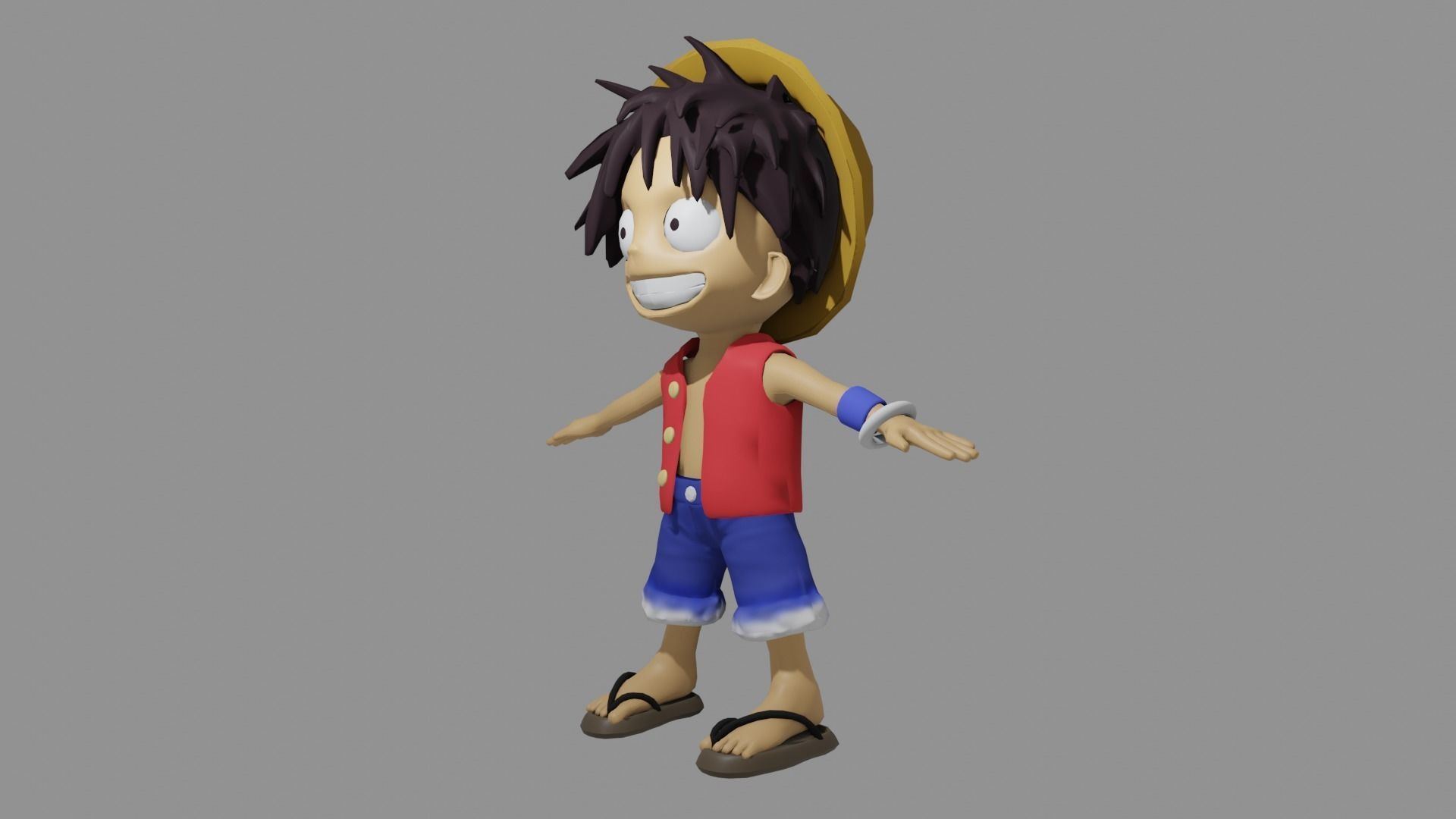 One Piece Luffy 3D model animated rigged | CGTrader