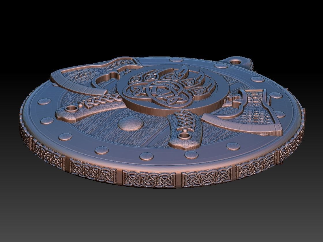 HM Kelt Hatchet Shield Keychain 3D model 3D printable | CGTrader