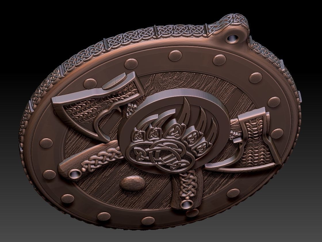 HM Kelt Hatchet Shield Keychain 3D model 3D printable | CGTrader