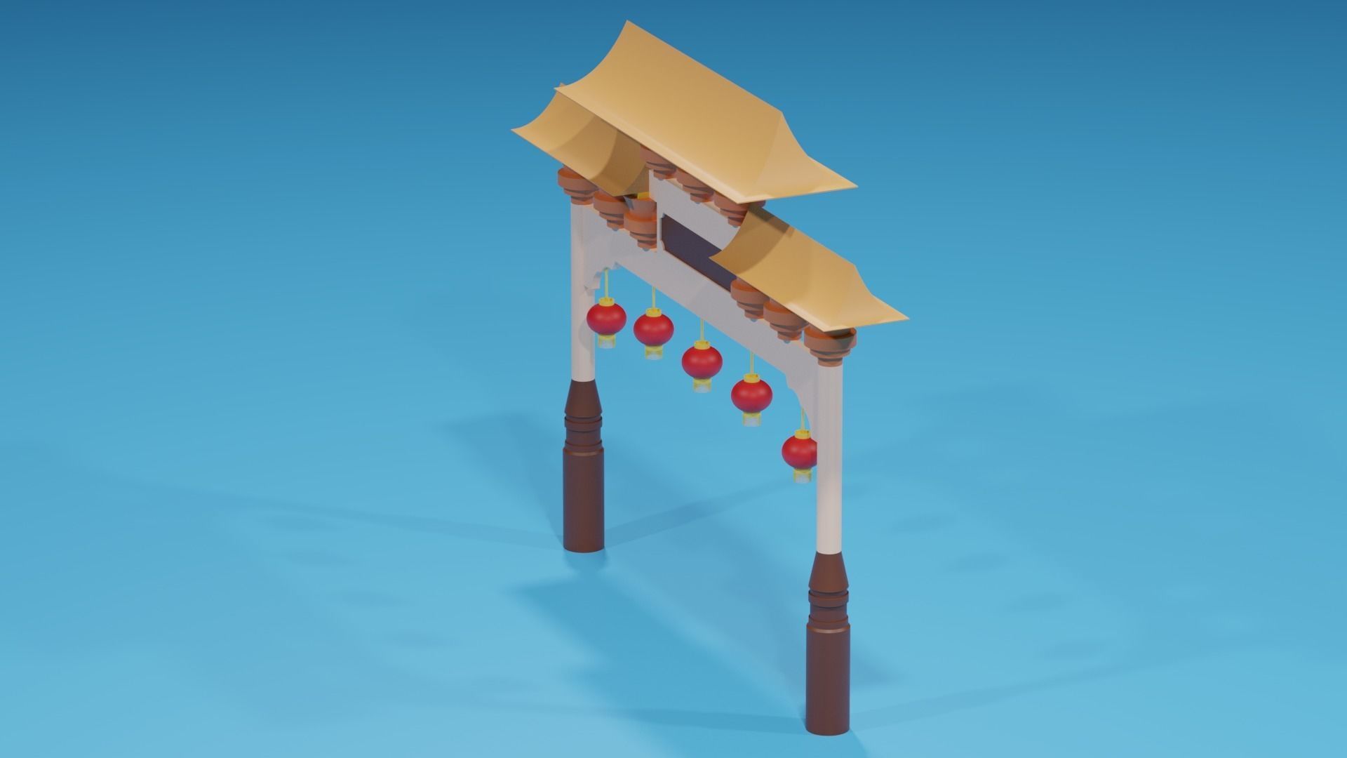 Cartoon Ancient Chinese Gate 3D model | CGTrader