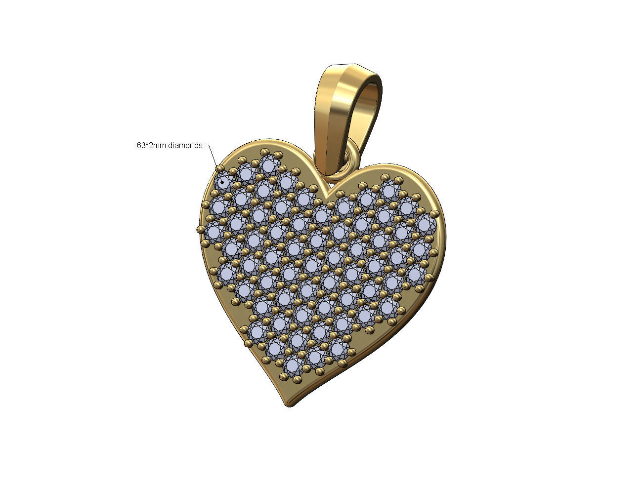 Diamond heart pendant and charm 3D model 3D printable | CGTrader