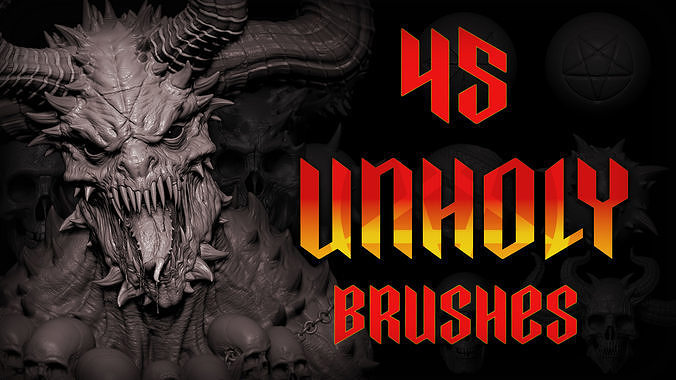 Zbrush and Blender 45 Unholy Brushes Obj Texture | CGTrader