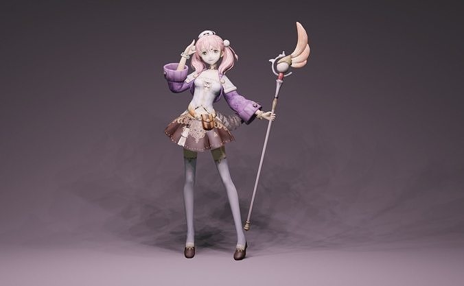 Anime Character - Atelier Escha 3D model | CGTrader