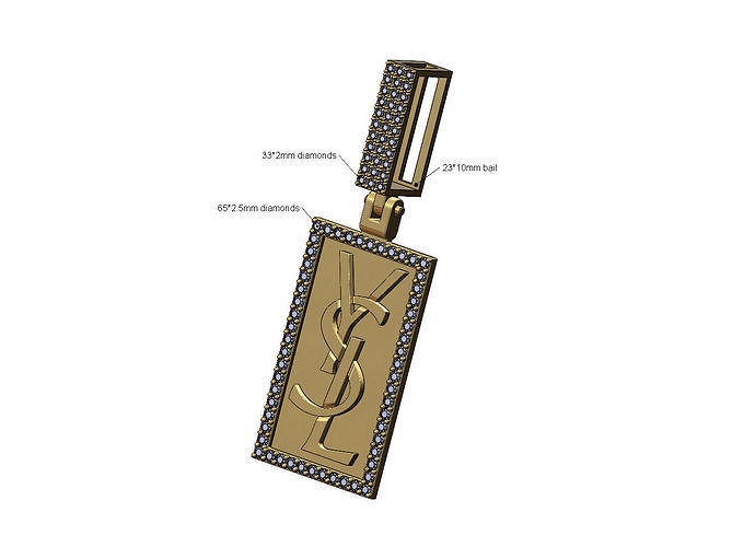Yves saint laurent logo diamond pendant 3D model 3D printable | CGTrader