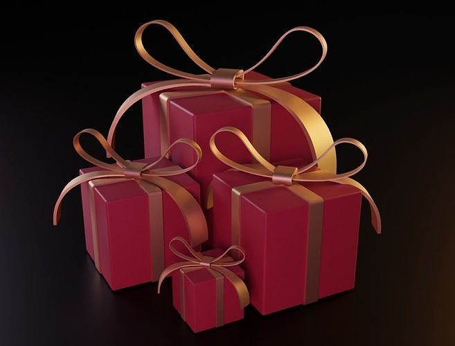 3D model Christmas box 3D model low poly VR / AR / low-poly | CGTrader