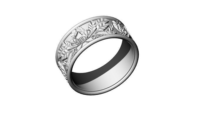 Carved Ring Design Wedding band 3D model 3D printable | CGTrader