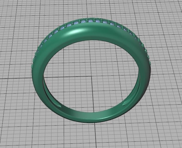 Diamond Dome Ring Half Eternity Ring 3Dprint model 3D model 3D ...