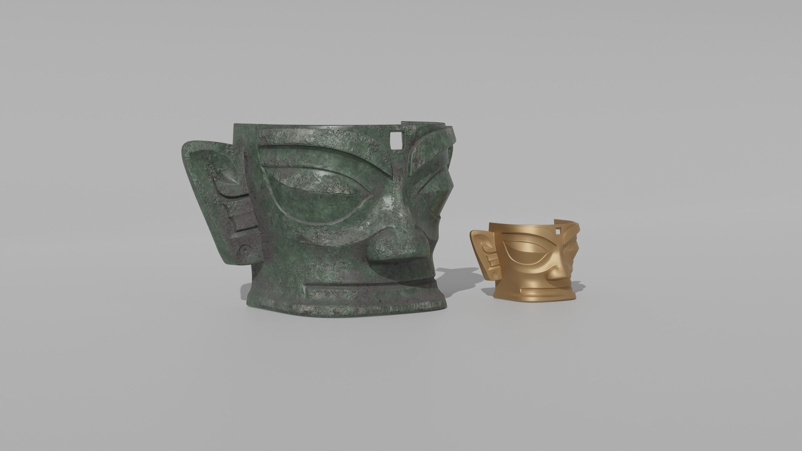 Sanxingdui Bronze Mask cultural relic bronze artifact PBR 3D model | CGTrader