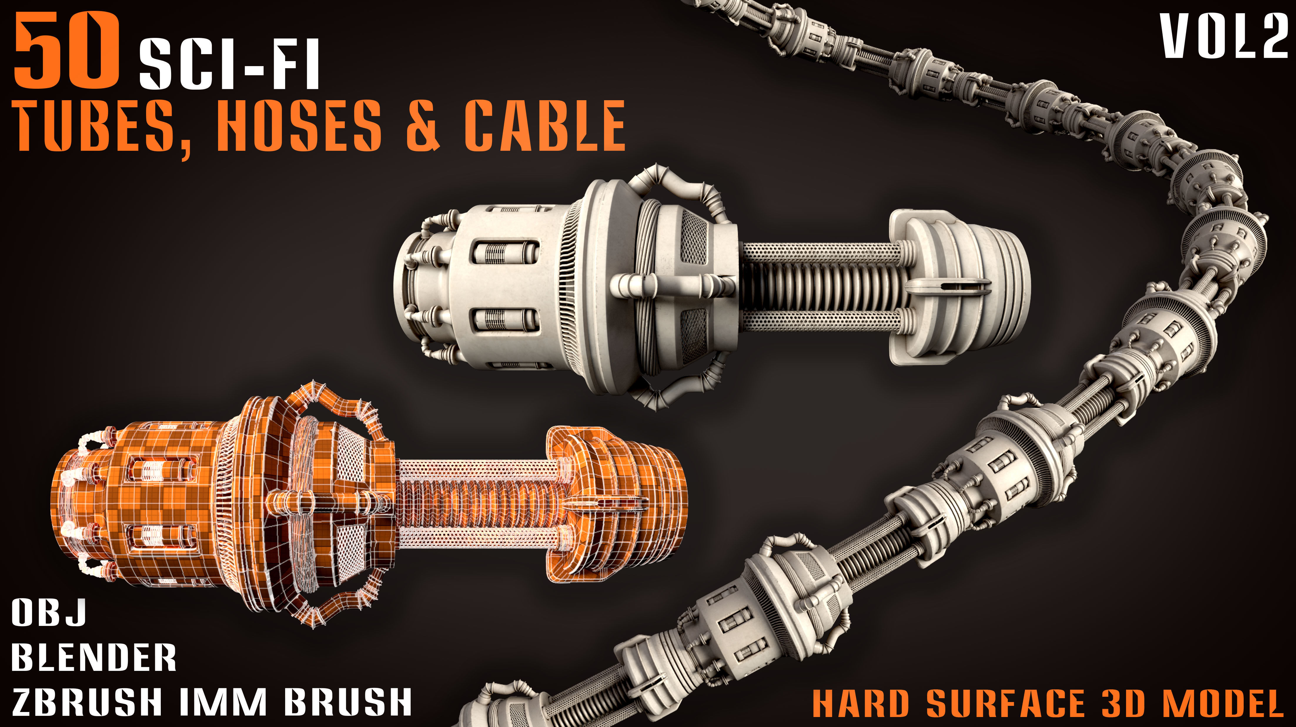 50 Sci-Fi Tubes- Hoses - Cables - vol2 3D model | CGTrader