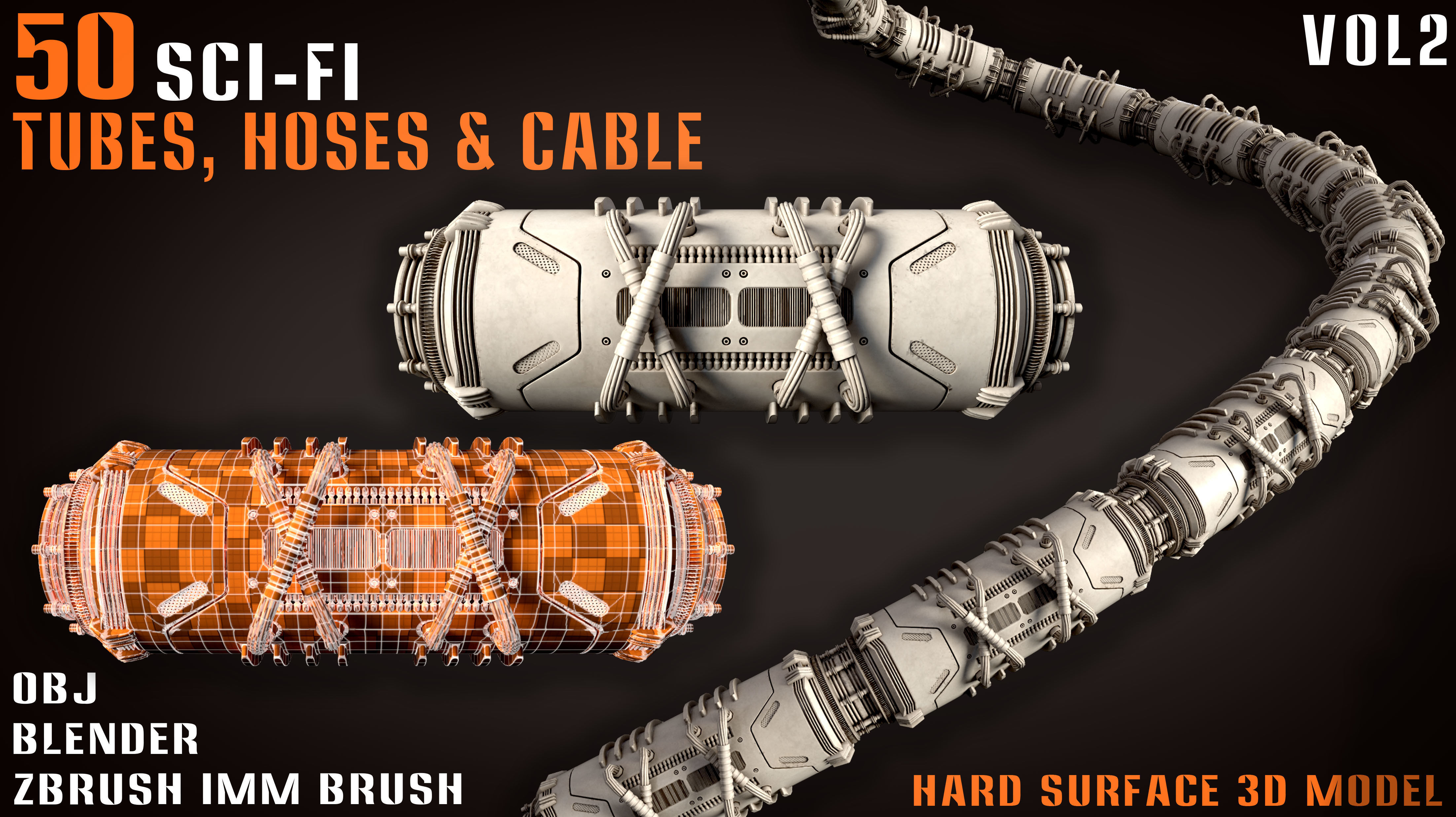 50 Sci-Fi Tubes- Hoses - Cables - vol2 3D model | CGTrader