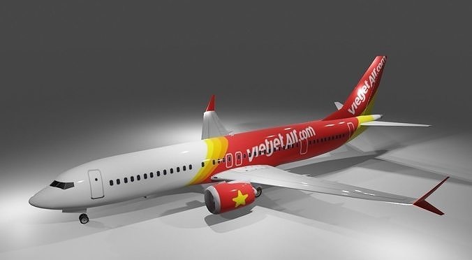 3D model Vietjet airlines Boeing 737 max 8 200 3d model with cockpit VR ...