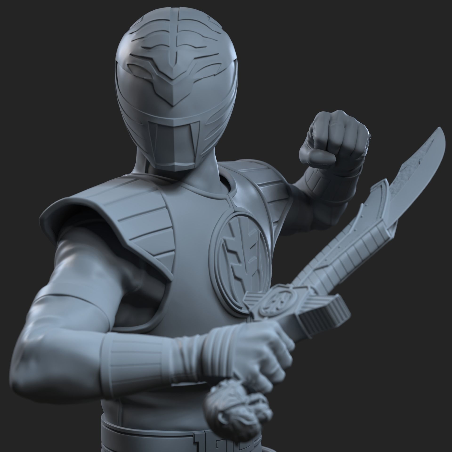 White Ranger Power Rangers with 2 swords and 5 hands 3D model 3D ...