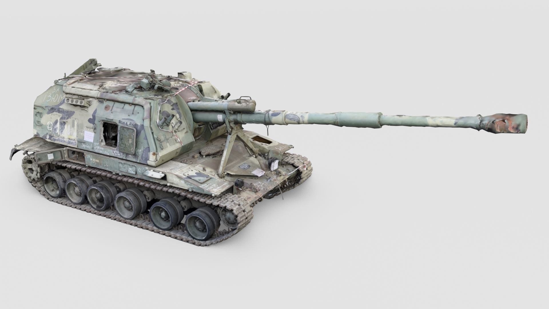 Destroyed 2S19 Msta 152 mm self-propelled howitzer M1990 3D model | CGTrader