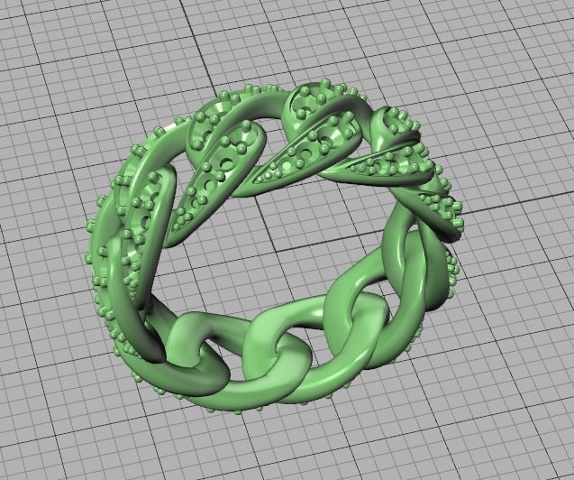 Miami Cuban Diamond Chain Ring 3Dmodel 6US size 3D model 3D printable ...