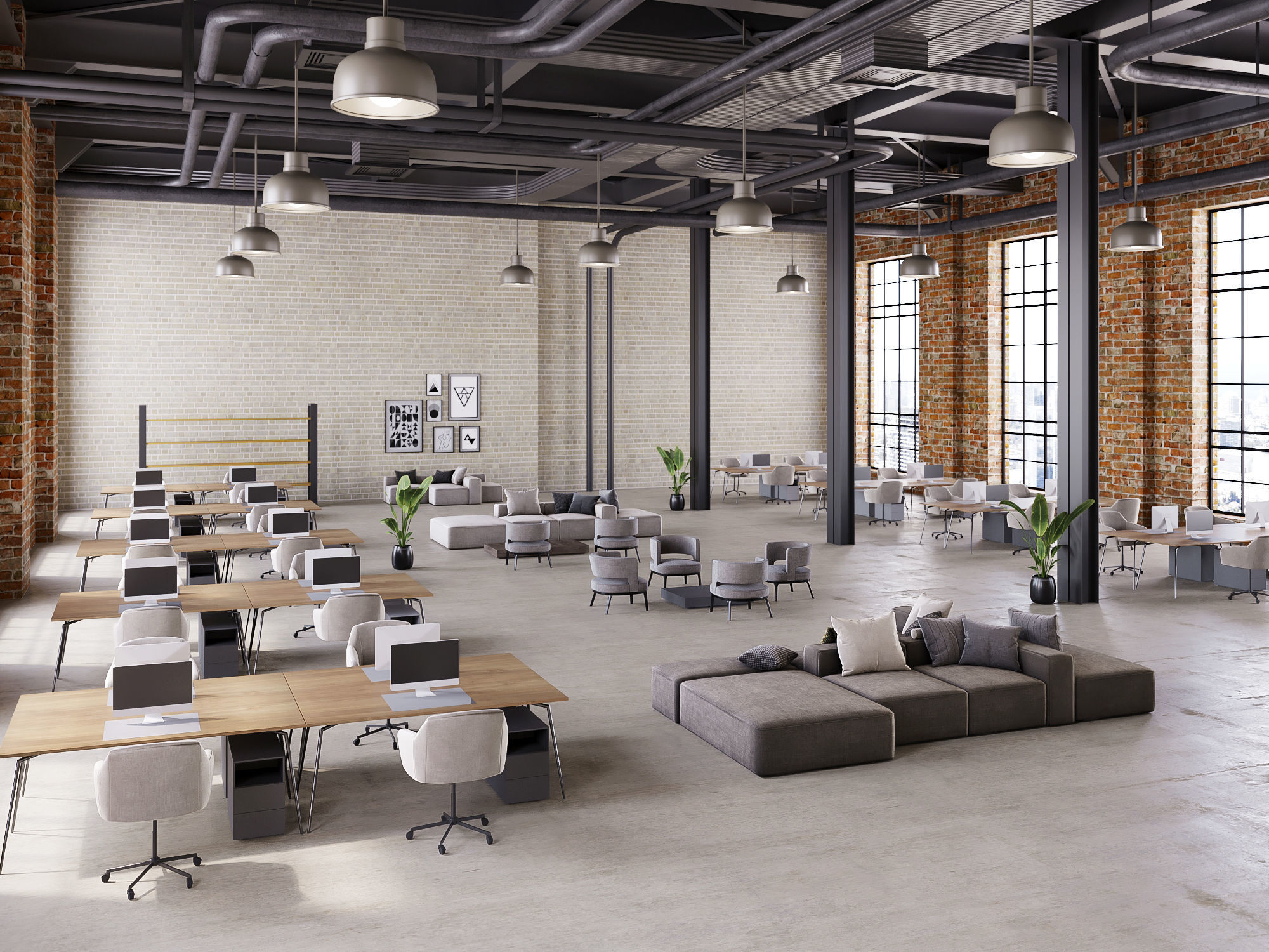 interior scene loft office 05 3D model | CGTrader