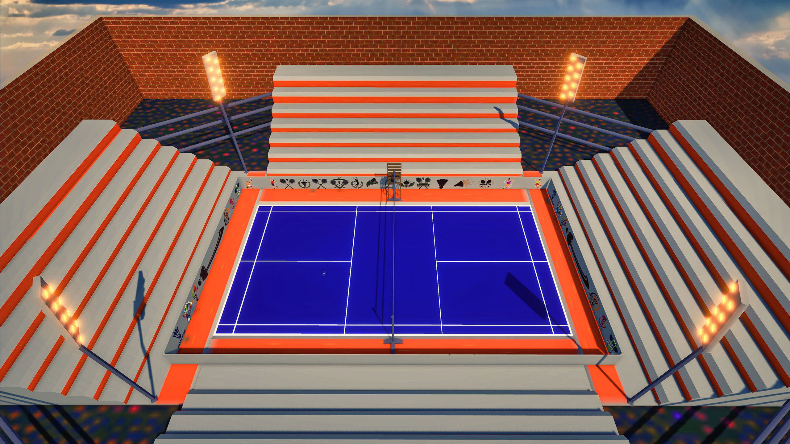 Badminton Court with Racket And Shuttle 3D model | CGTrader