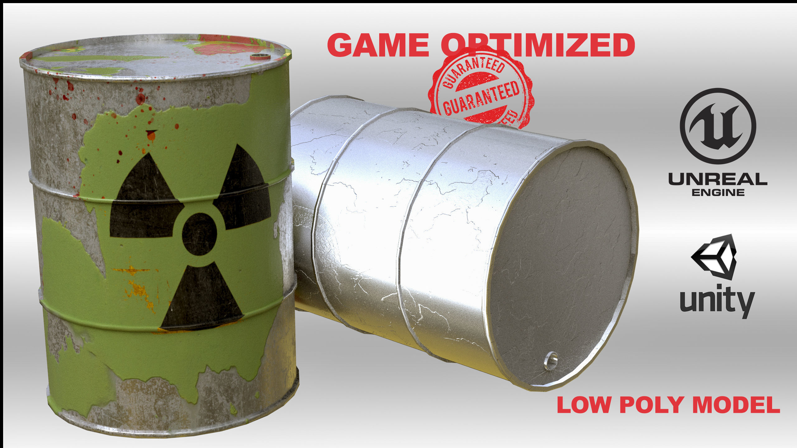 3D model Low Poly Game Ready Military Nuke Barrel Prop Barrel VR / AR ...