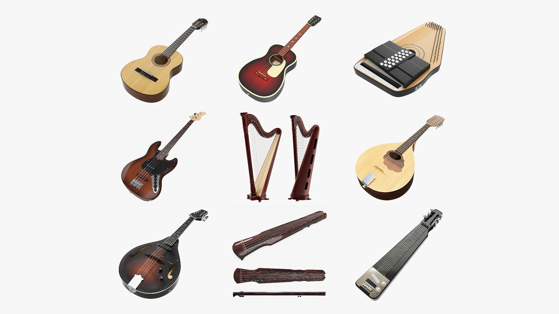 String musical instrument pack 02 3D Model Collection | CGTrader