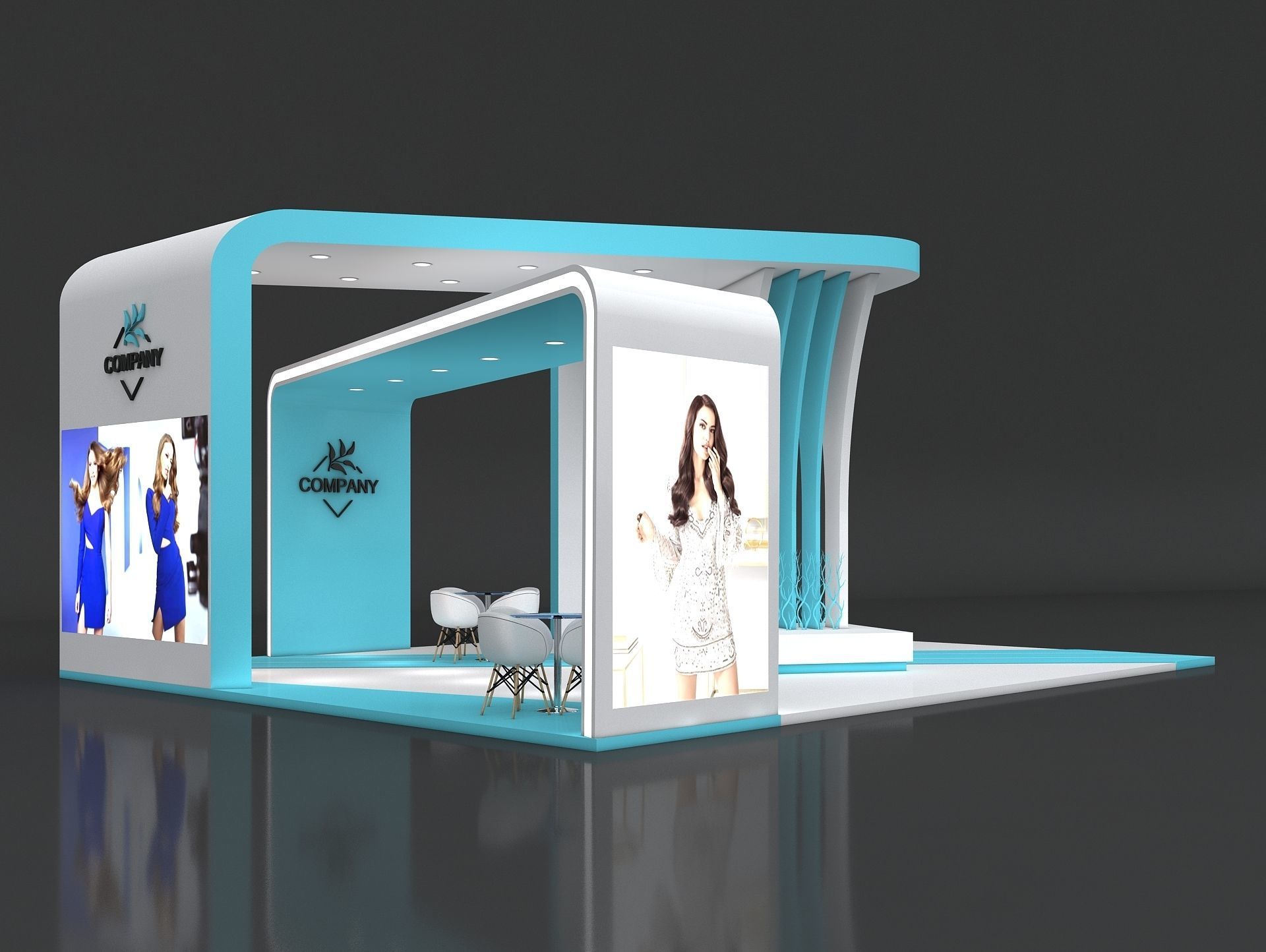Exhibition Booth Stand Stall 10x8m Height 450 cm 4Side Open 3D model ...