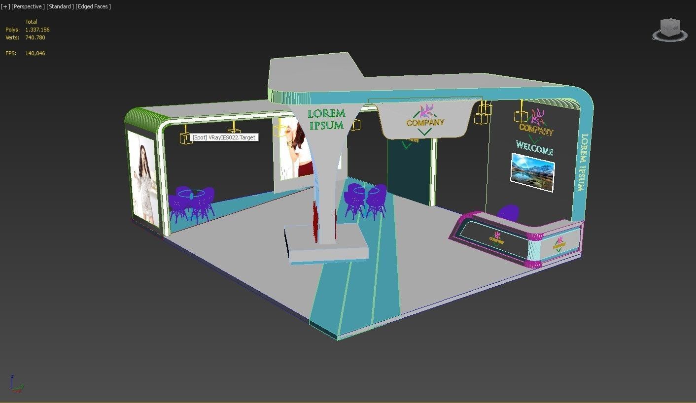 Exhibition Booth Stand Stall 10x8m Height 450 cm 4Side Open 3D model ...