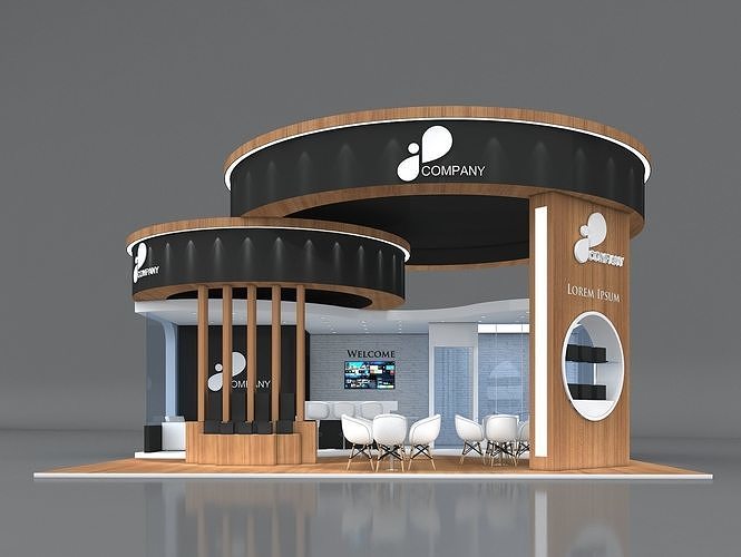 3D Exhibition Booth Stand Stall 9x9m Height 500 cm 3 Side Open 3D model ...