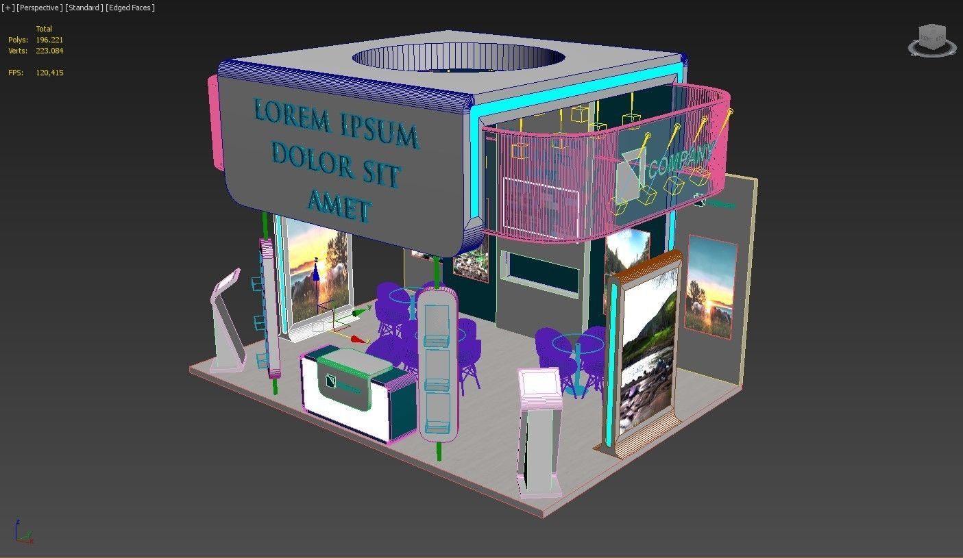 Exhibition Stand Booth Stall 5x5m Height 500cm 3 Side Open 3D model ...