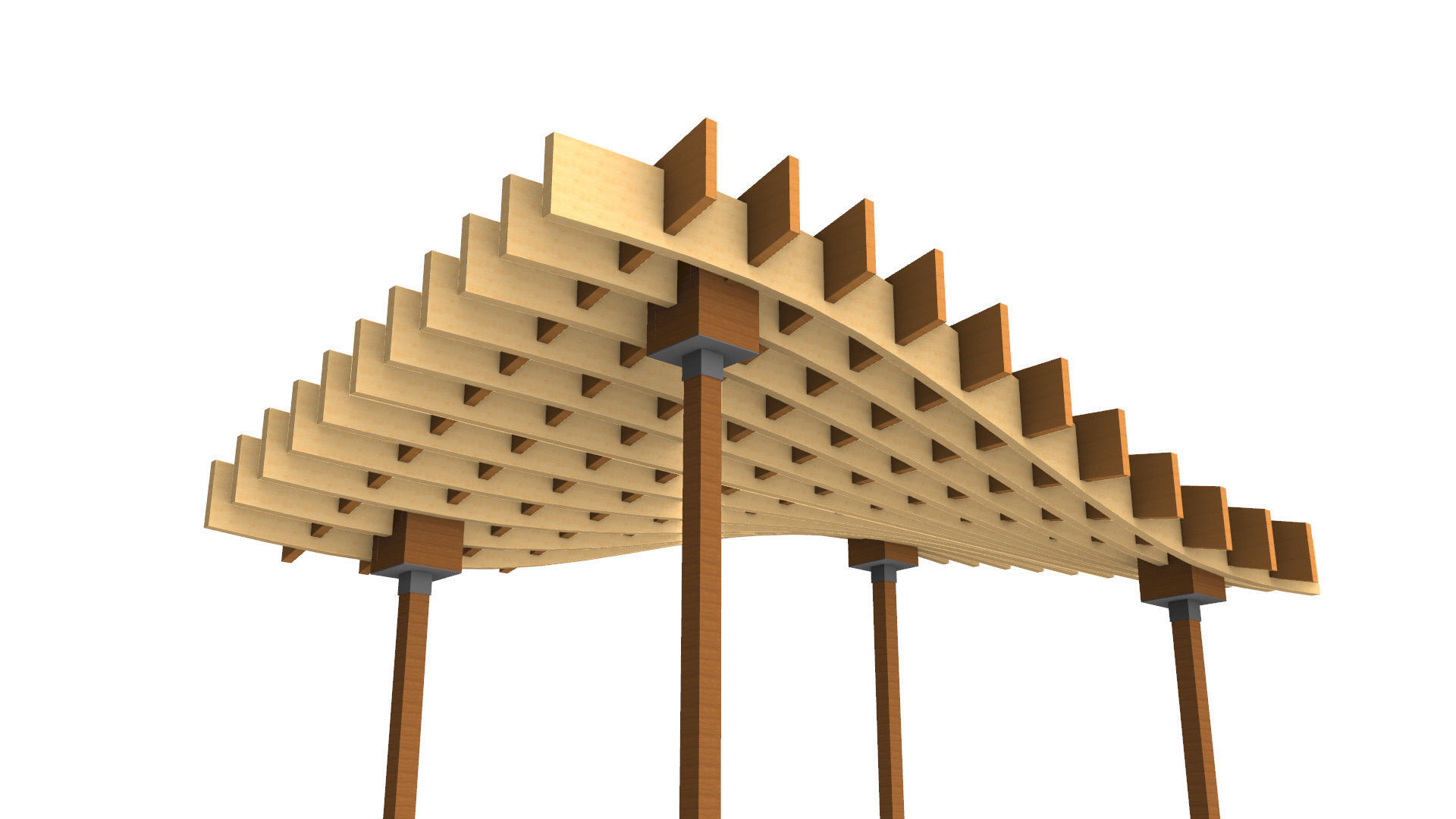 Wavy Parametric Pergola 01 3D model | CGTrader