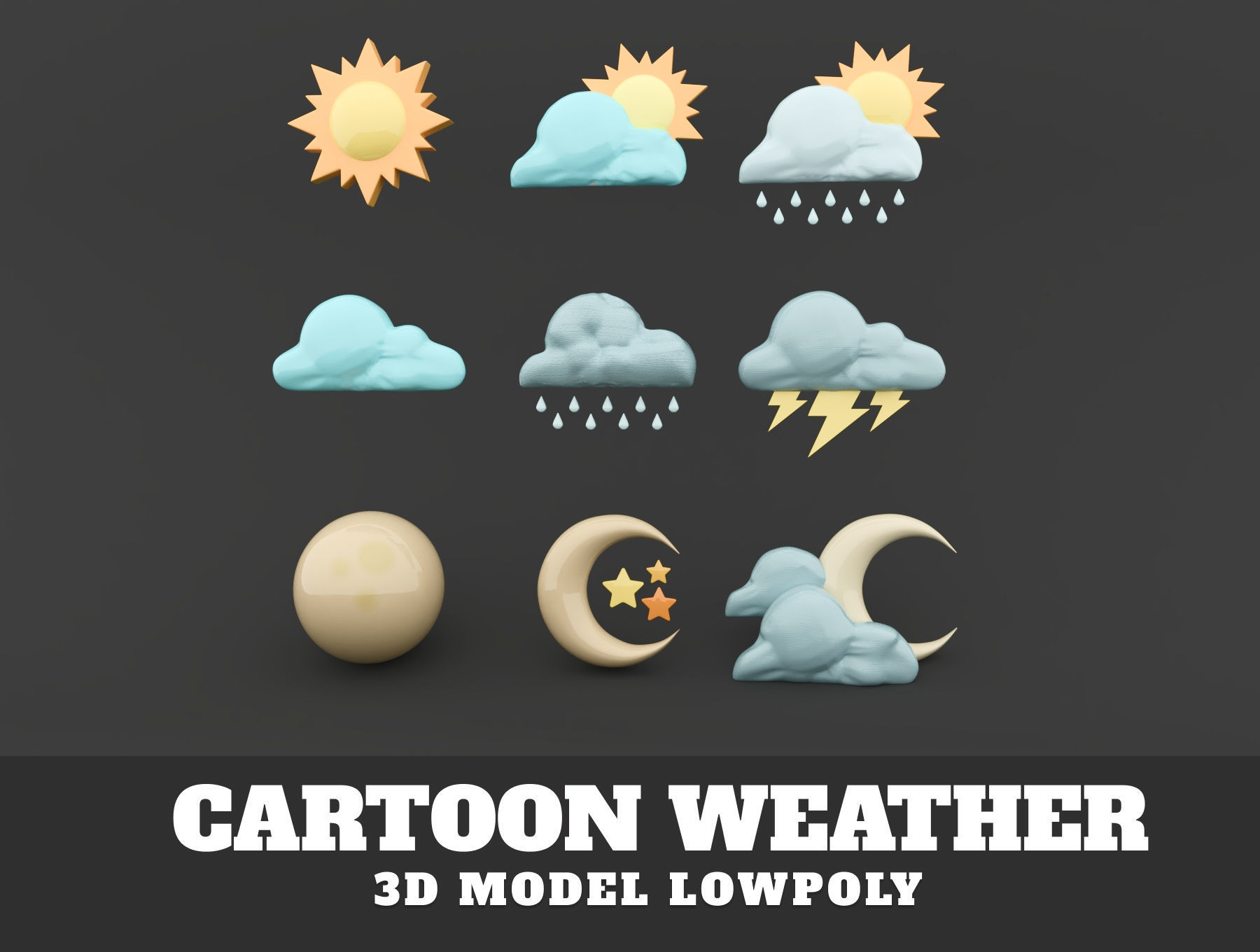 Cartoon Weather v001 3D model | CGTrader